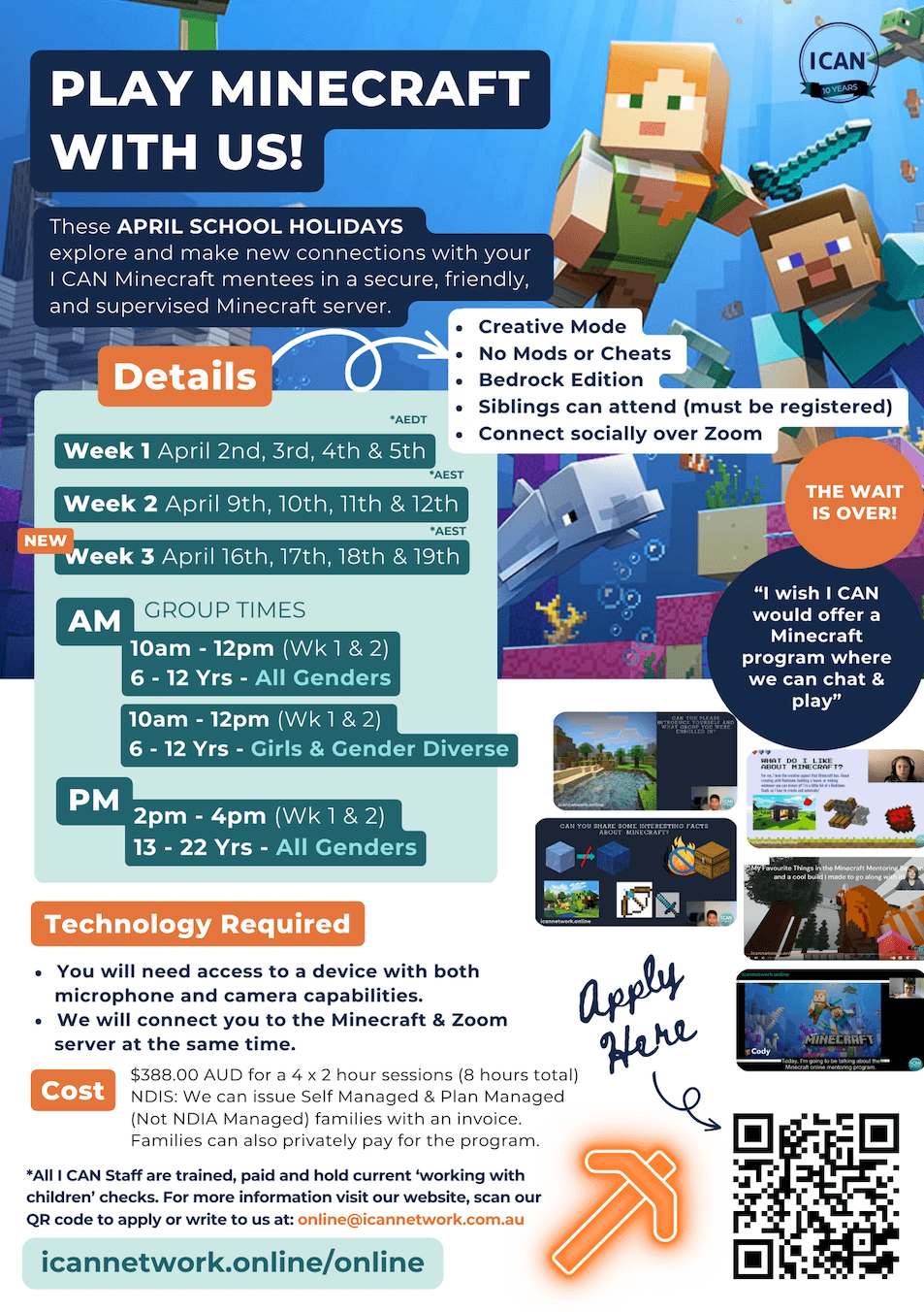 SCHOOL HOLIDAY PROGRAMS – I CAN Network